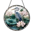 Blue Heron Stained Glass Round Suncatcher, Lotus Pond Window Hanging ...