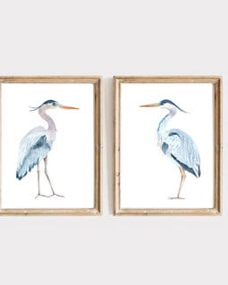 Blue Heron Watercolor Painting, Bird Lover Gift, Beach House Art, Home ...