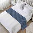 Blue Herringbone Stripes Bed Runner Scarf, Modern Abstract Geometric ...
