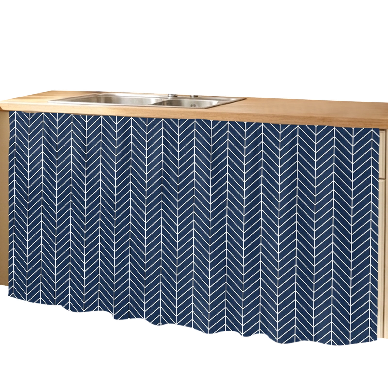 Blue Herringbone Stripes Cabinet Curtains Modern Abstract Geometric ...