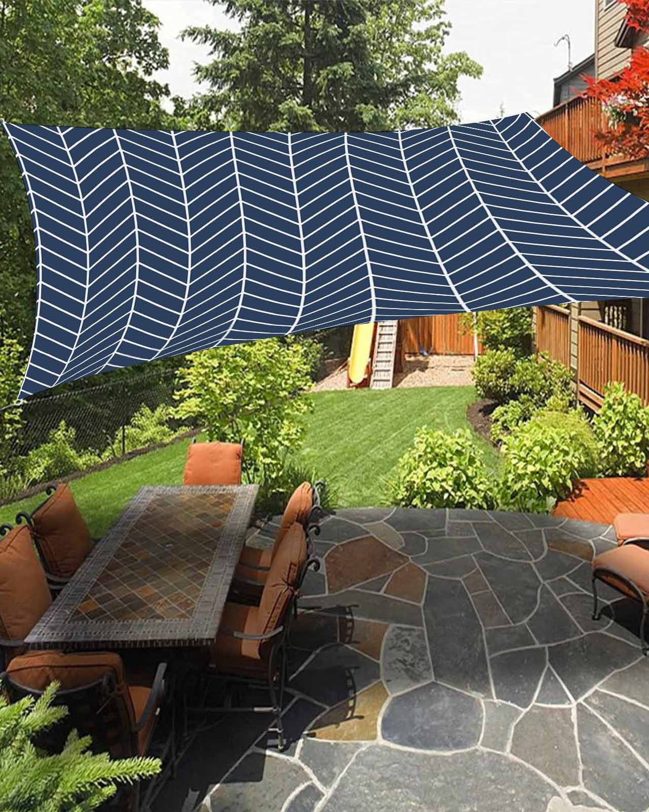 Blue Herringbone Stripes Waterproof Sun Shade Sail Modern Abstract ...