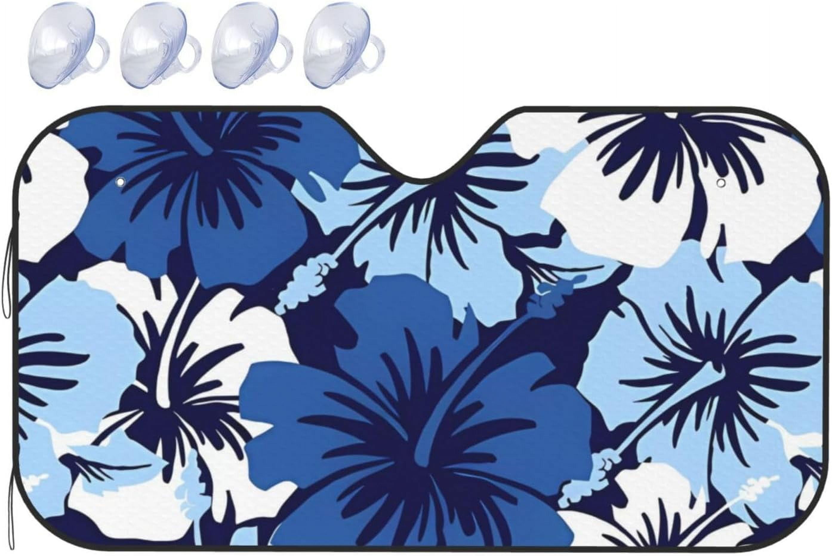 Blue Hibiscus Car Windshield Sun Shade Blocks Uv Rays Folding Sun Visor ...