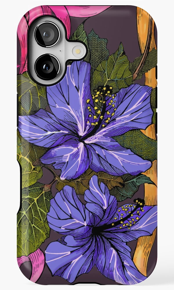 Blue Hibiscus Flowers Tropical Floral Phone Case for iPhone 11 12 13 14 ...