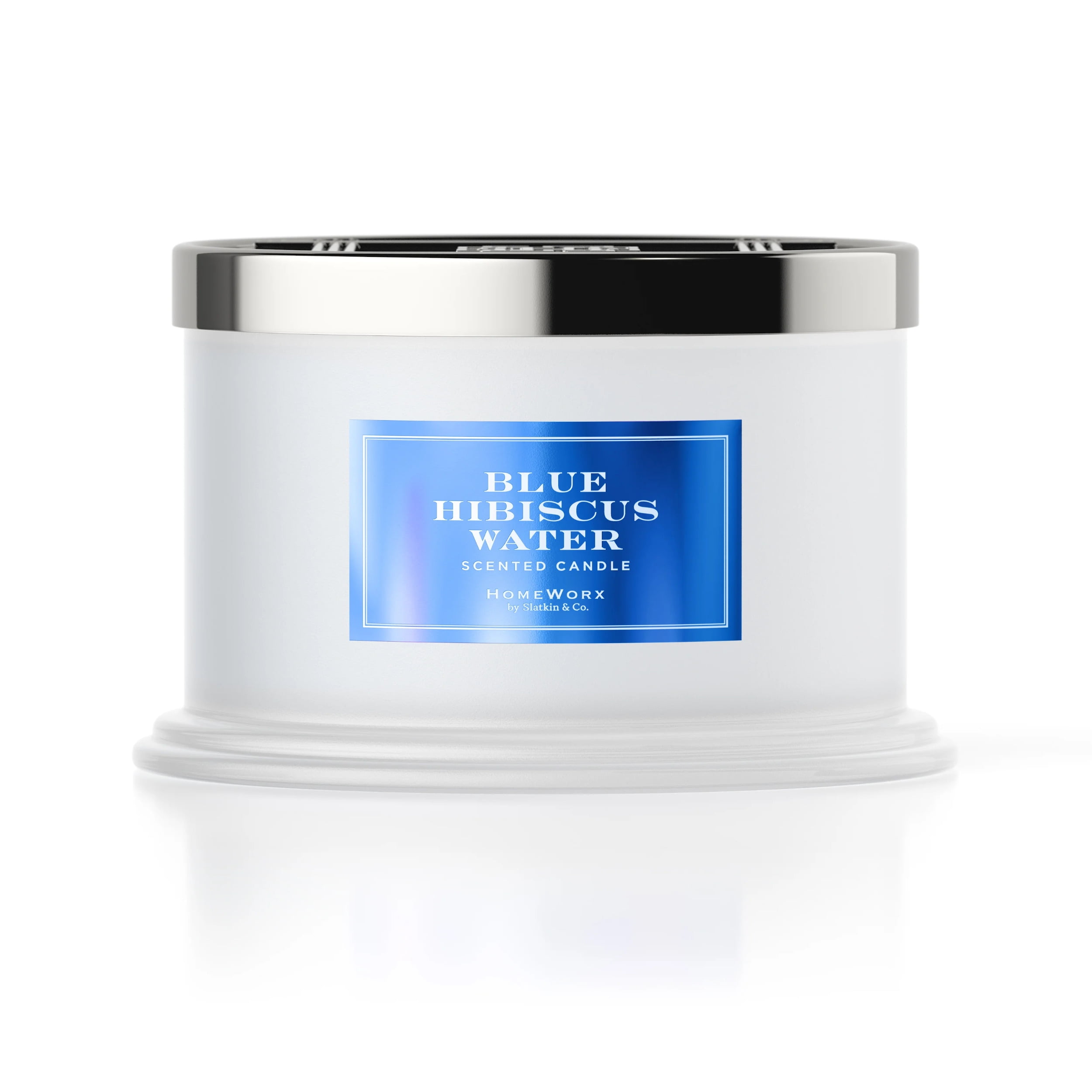 HomeWorx 4-Wick Island Blue Hibiscus Water Iridescent Scented Candle by ...