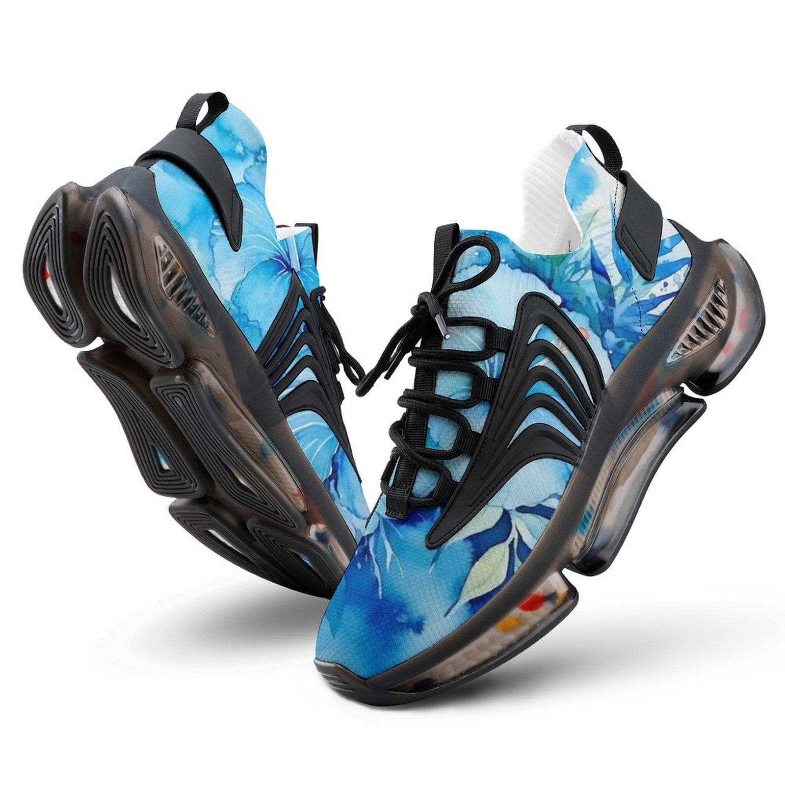 Blue Hibiscus Watercolor Walking Shoes for Men Woman Lightweight Tennis ...