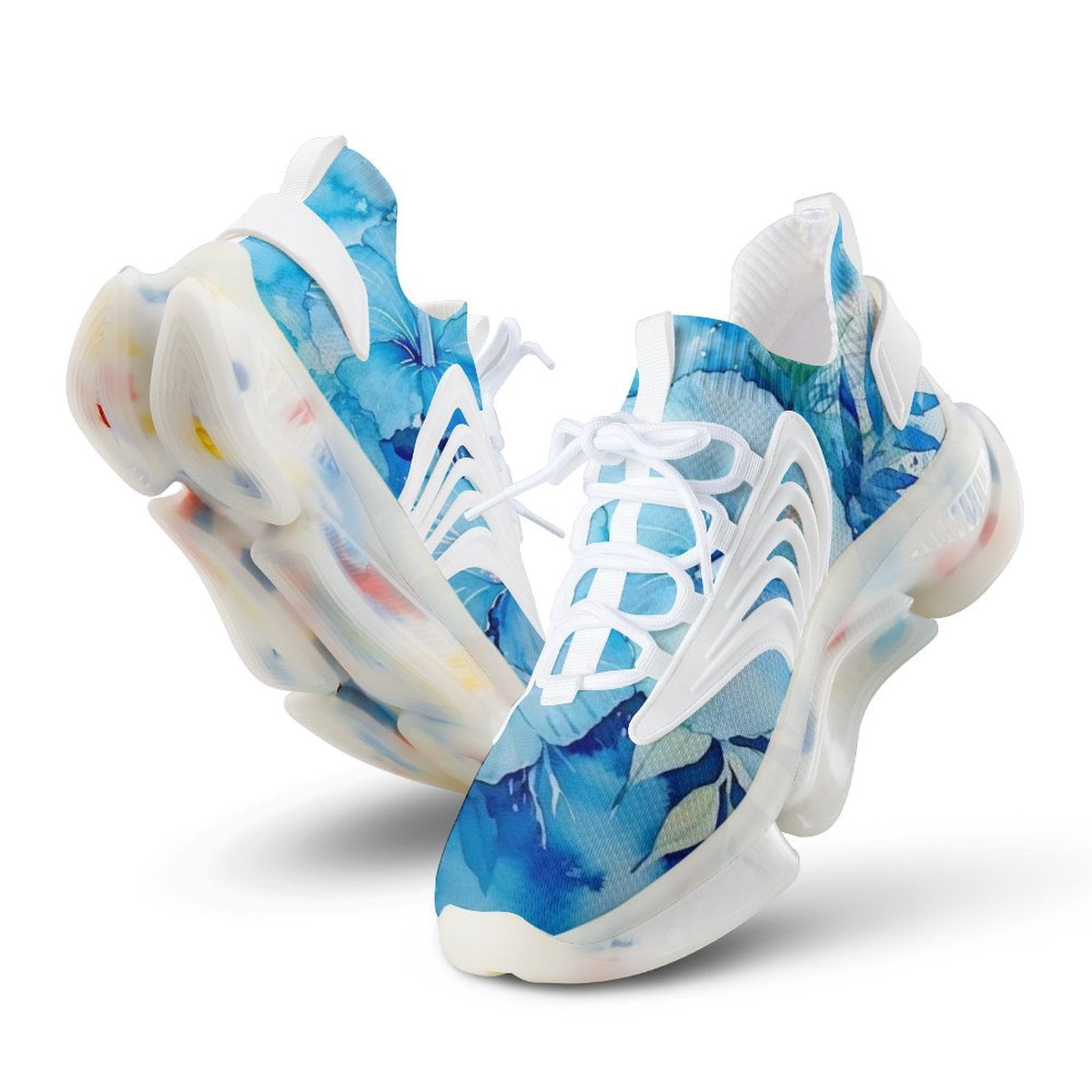 Blue Hibiscus Watercolor Walking Shoes for Men Woman Lightweight Tennis ...