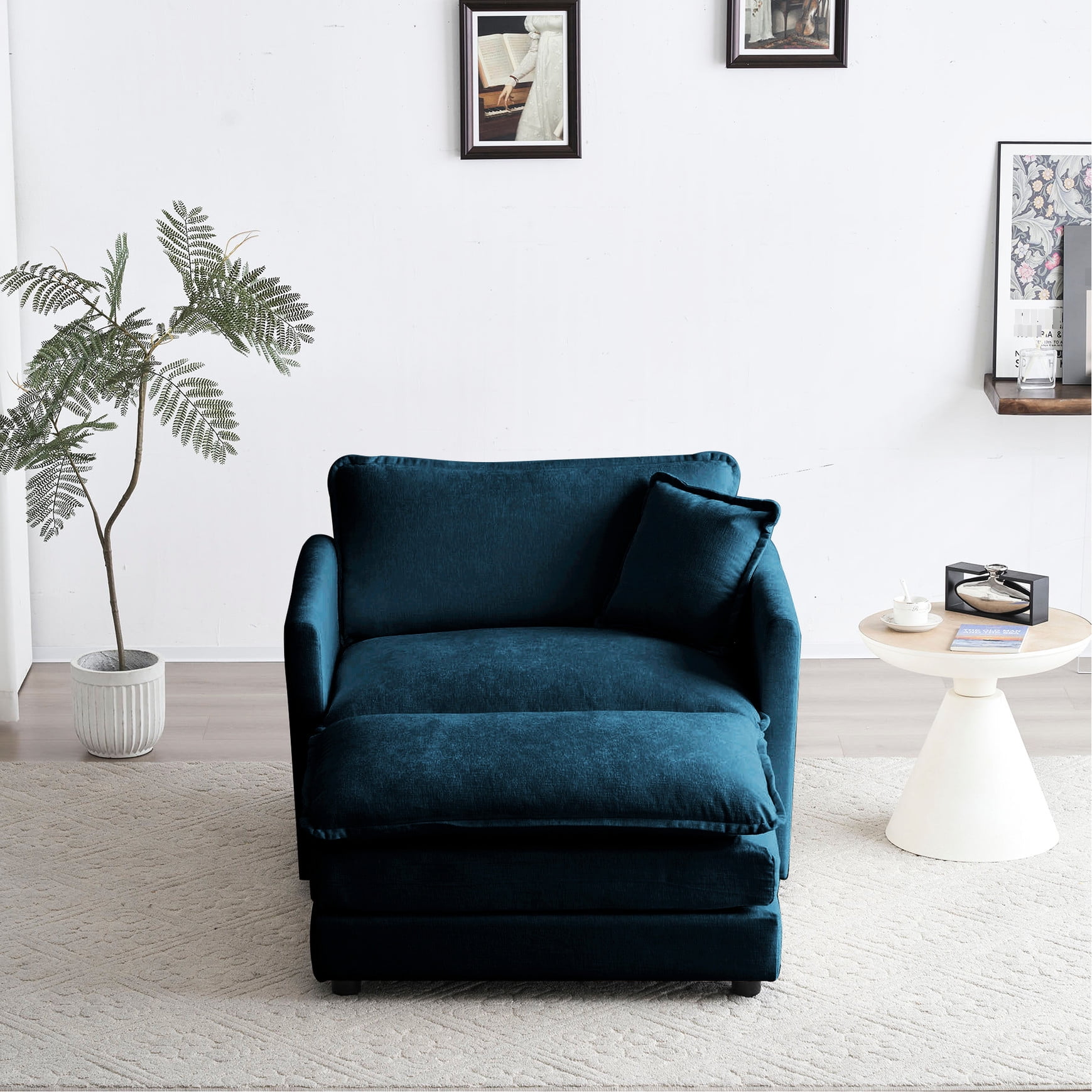 Blue High - end Chenille - L - shape and 3 - seater Combinations - Home ...