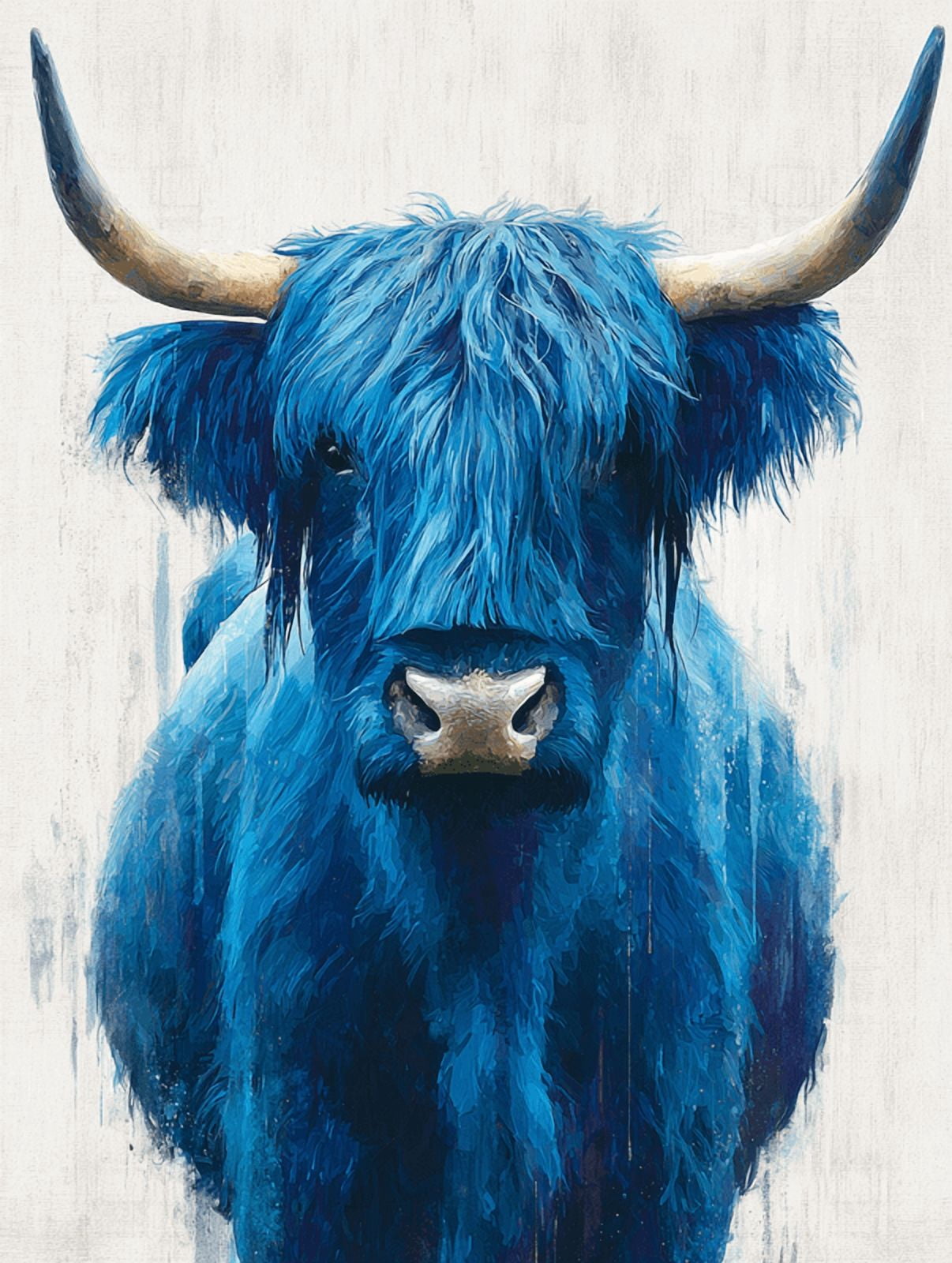 Blue Highland Cow Canvas Print, Farmhouse Decor for Living Room Bedroom ...