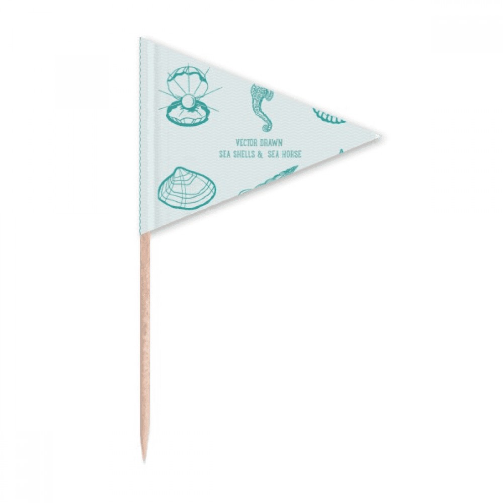 Blue Hippocampus Marine Life Pattern Toothpick Triangle Cupcake Toppers ...
