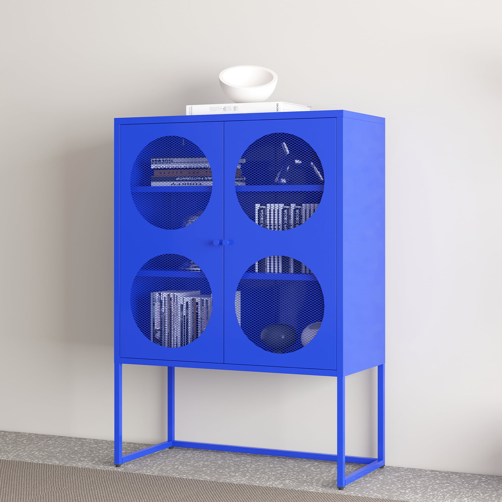 Blue Home Storage Cabinet With Metal Build - Compression Adjustable ...