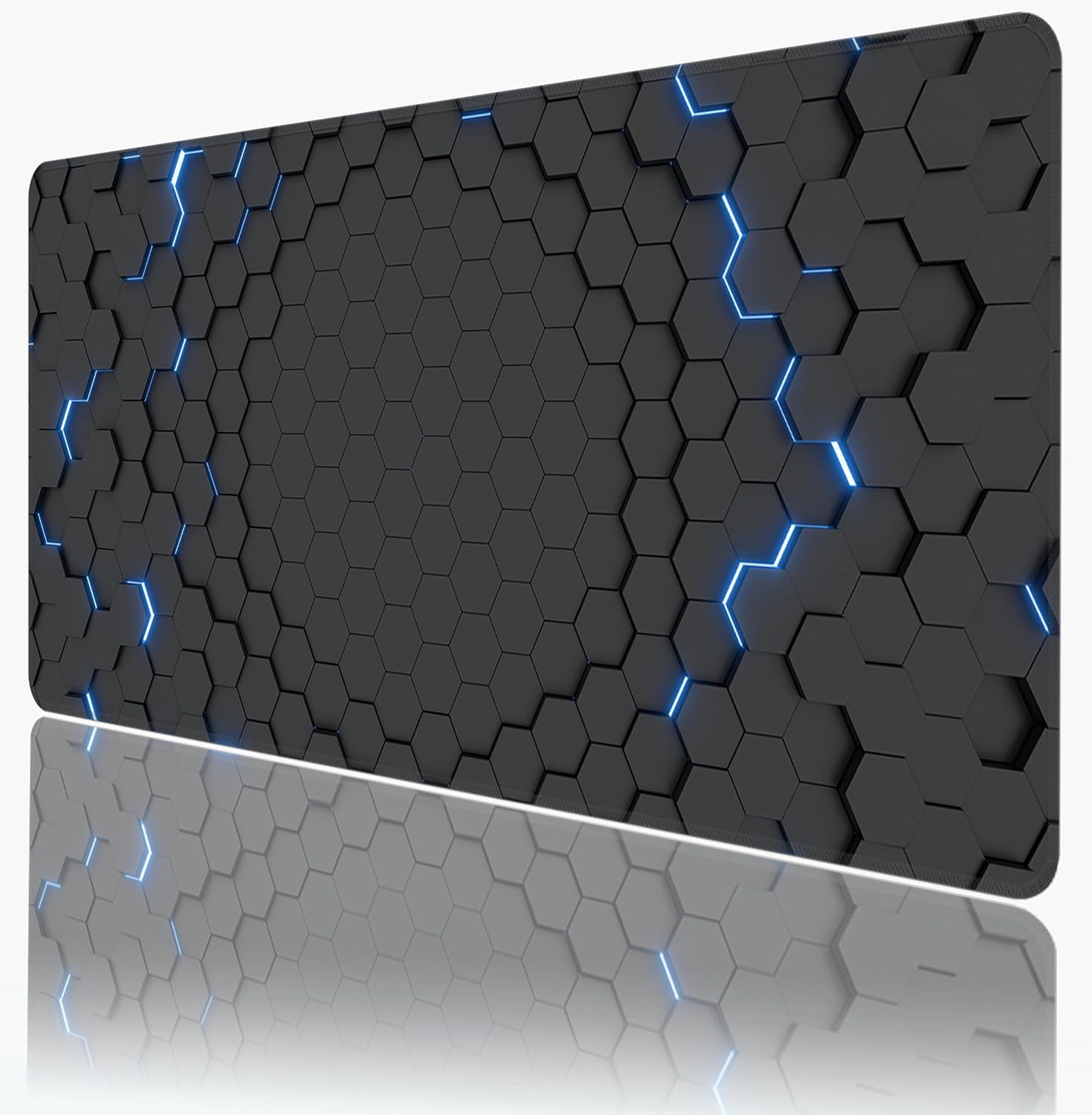 Blue Honeycomb Mouse Pad,XXL 35.4"x15.7" Big Gaming Mousepad,Geometric ...