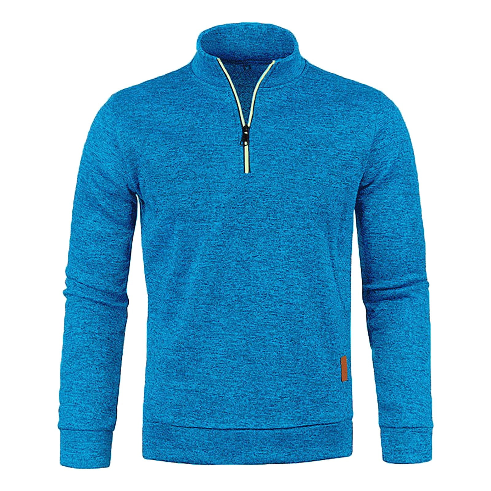 Blue Hoodies for Men, Mens Sweatshirt, Men's Collar Zipper Knit Sweater ...