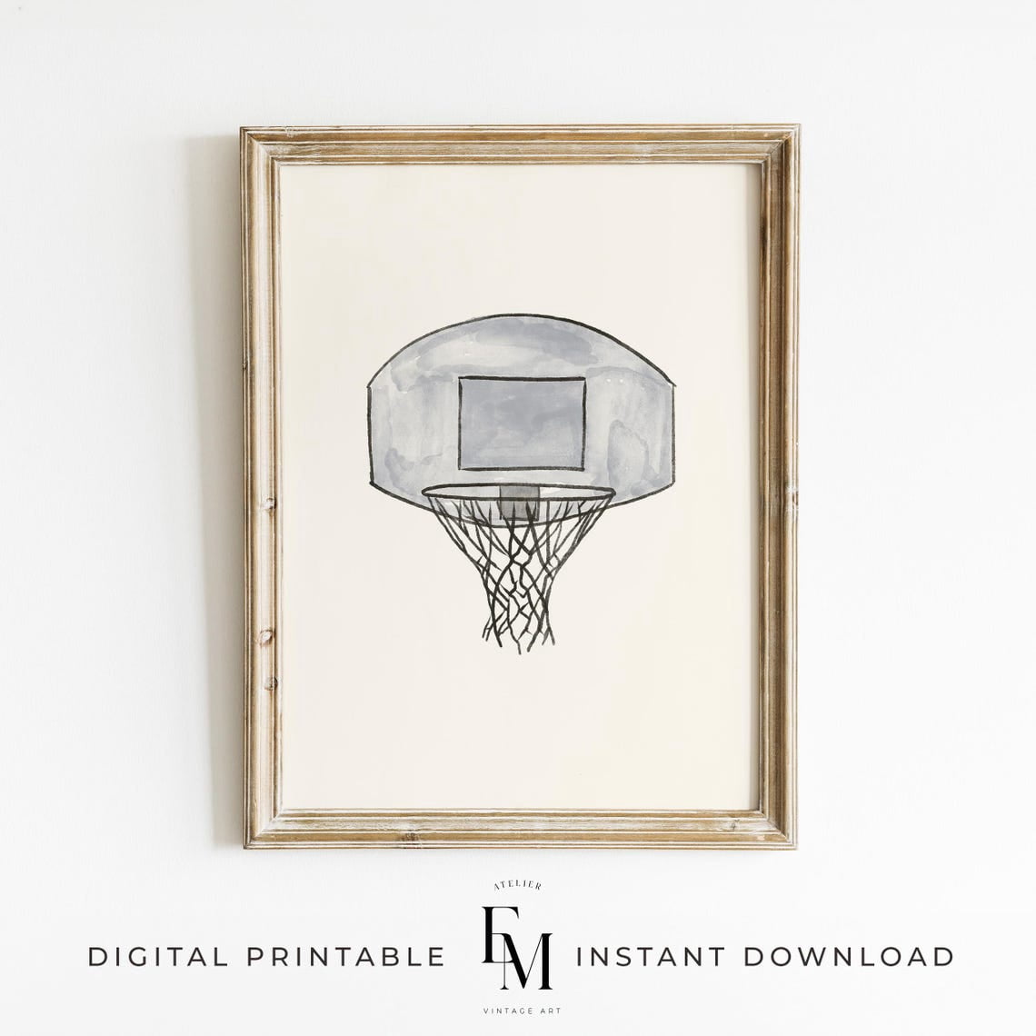 Blue Hoop Basketball Print Vintage Style Basketball Illustration Boy ...