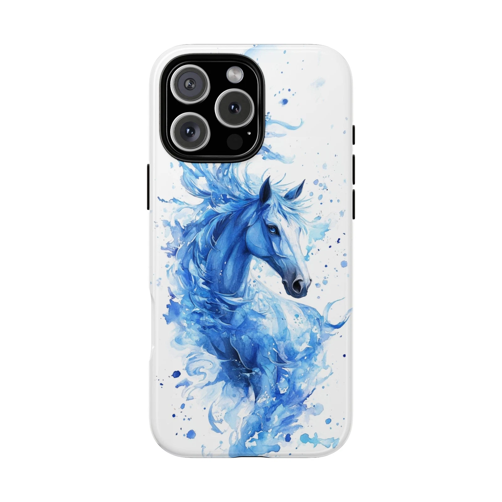Blue Horse Digital Painting Artwork Phone Case for iPhone 11 to 17 ...