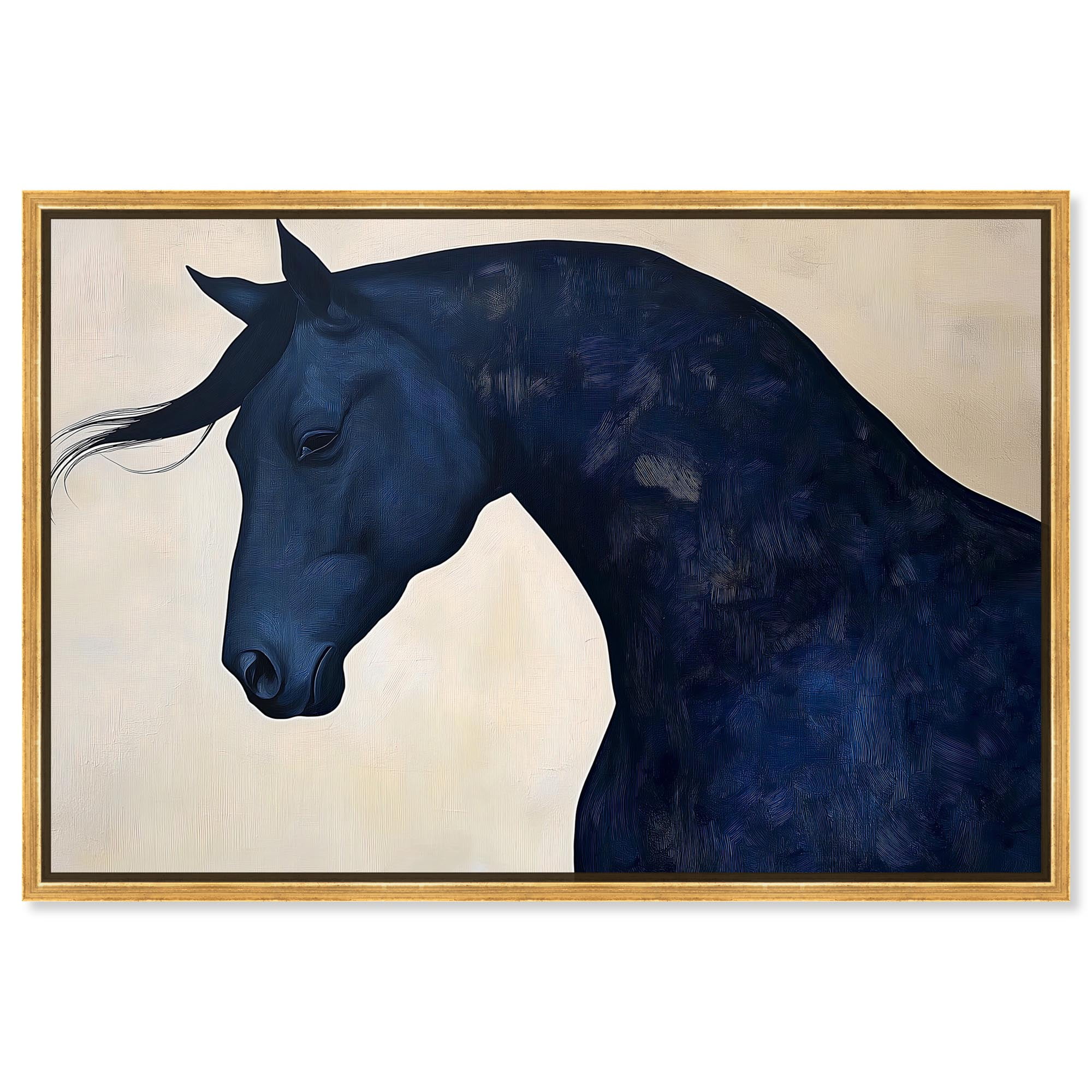 Blue Horse I Canvas Maximalist Wall Decor by Art Remedy, Gold Frame, 36 ...