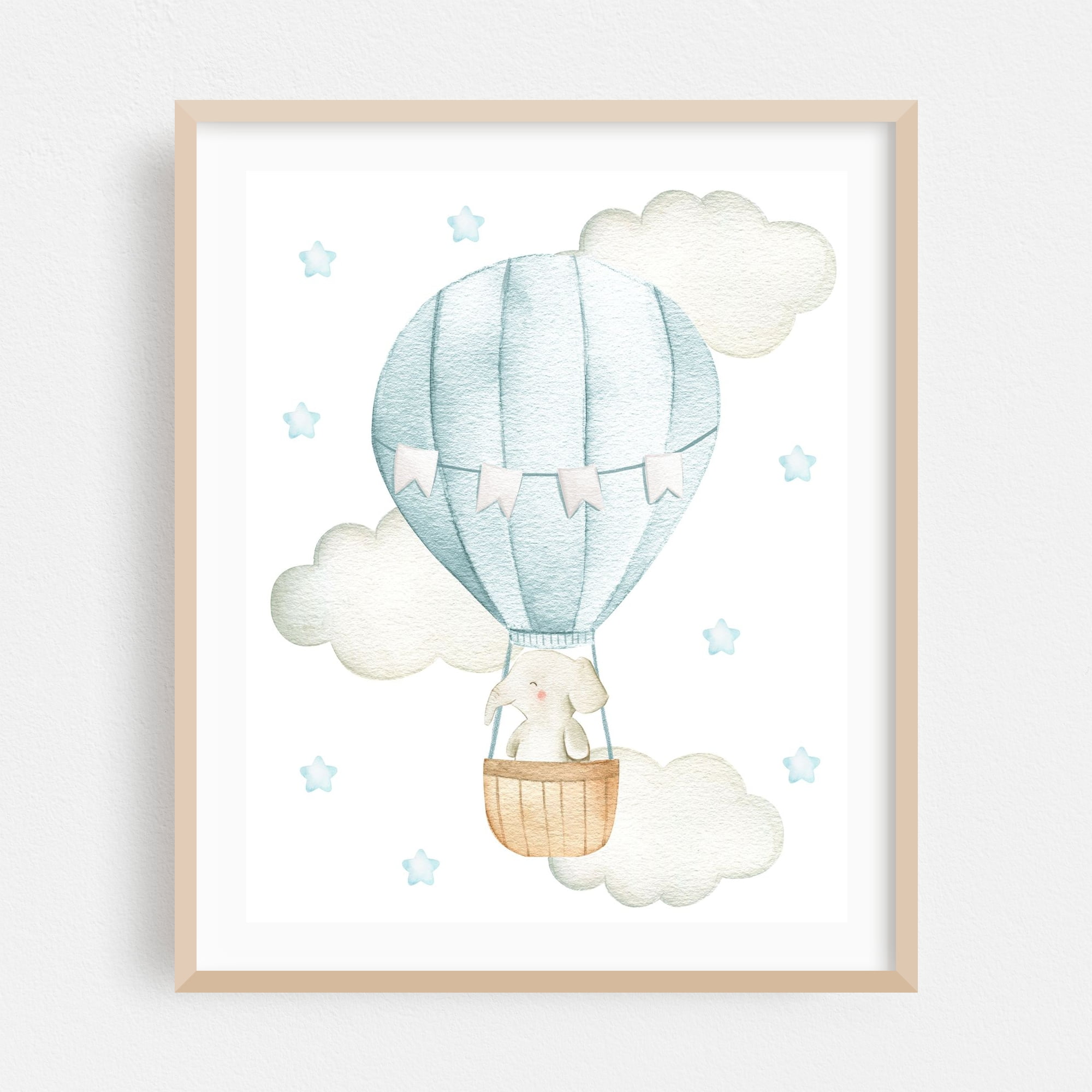 Blue Hot Air Balloon, Elephant, Safari Animals, Jungle Animals, Boy ...