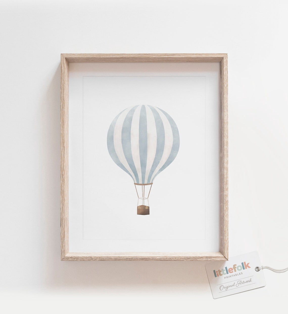 Blue Hot Air Balloon Poster Vintage Nursery Decor Travel Wall Art Boys ...