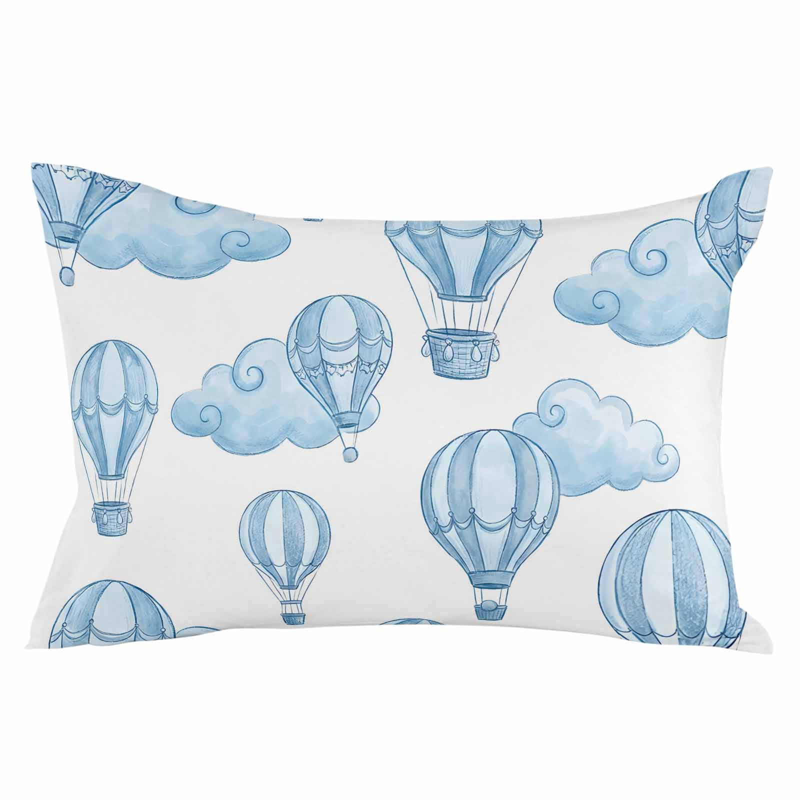 Blue Hot Air Balloon Throw Pillow Cover 16 x 24 Inch Decorative Pillow ...