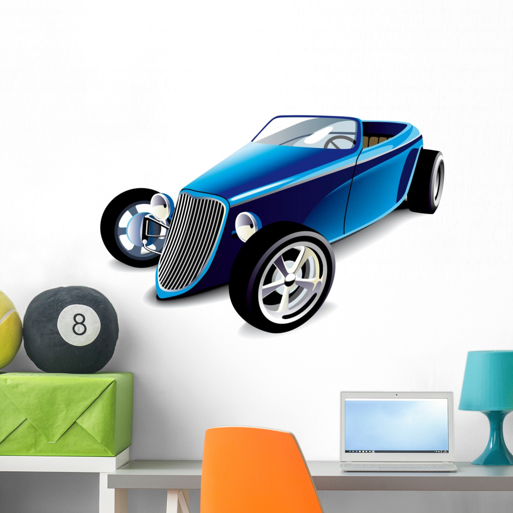 Blue Hot Rod Wall Decal by Wallmonkeys Peel and Stick Graphic (36 in W ...