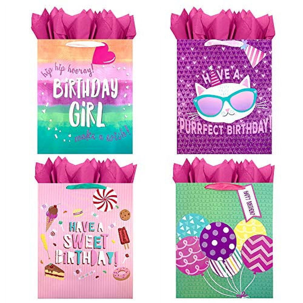 Blue House Group Premium Birthday Gift Bags + Tissue Paper (4 Large ...
