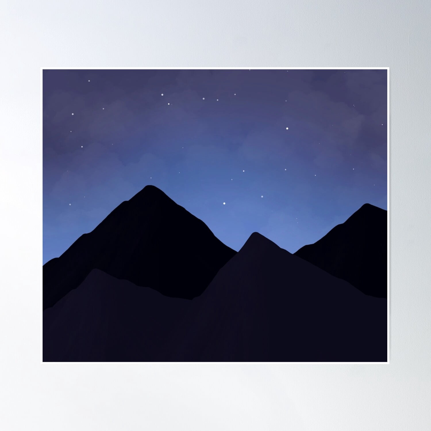 Blue Hue Mountains Poster Wall Art, Modern Wall Decor, 24x36 UNFRAMED ...