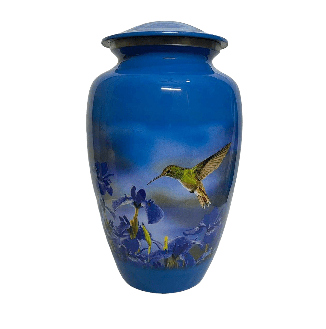 Blue Hummingbird Cremation Urn for Adult Human Ashes - Funeral Memorial ...