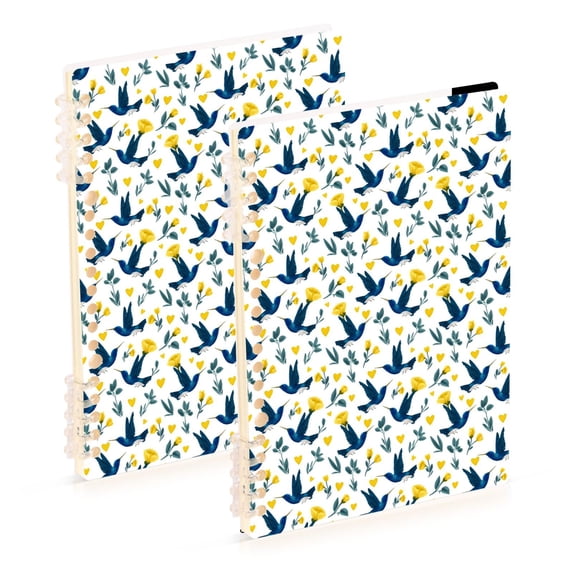 Blue Hummingbirds Pattern A5 Notebook Set of 2 Refillable 60 Sheets ...