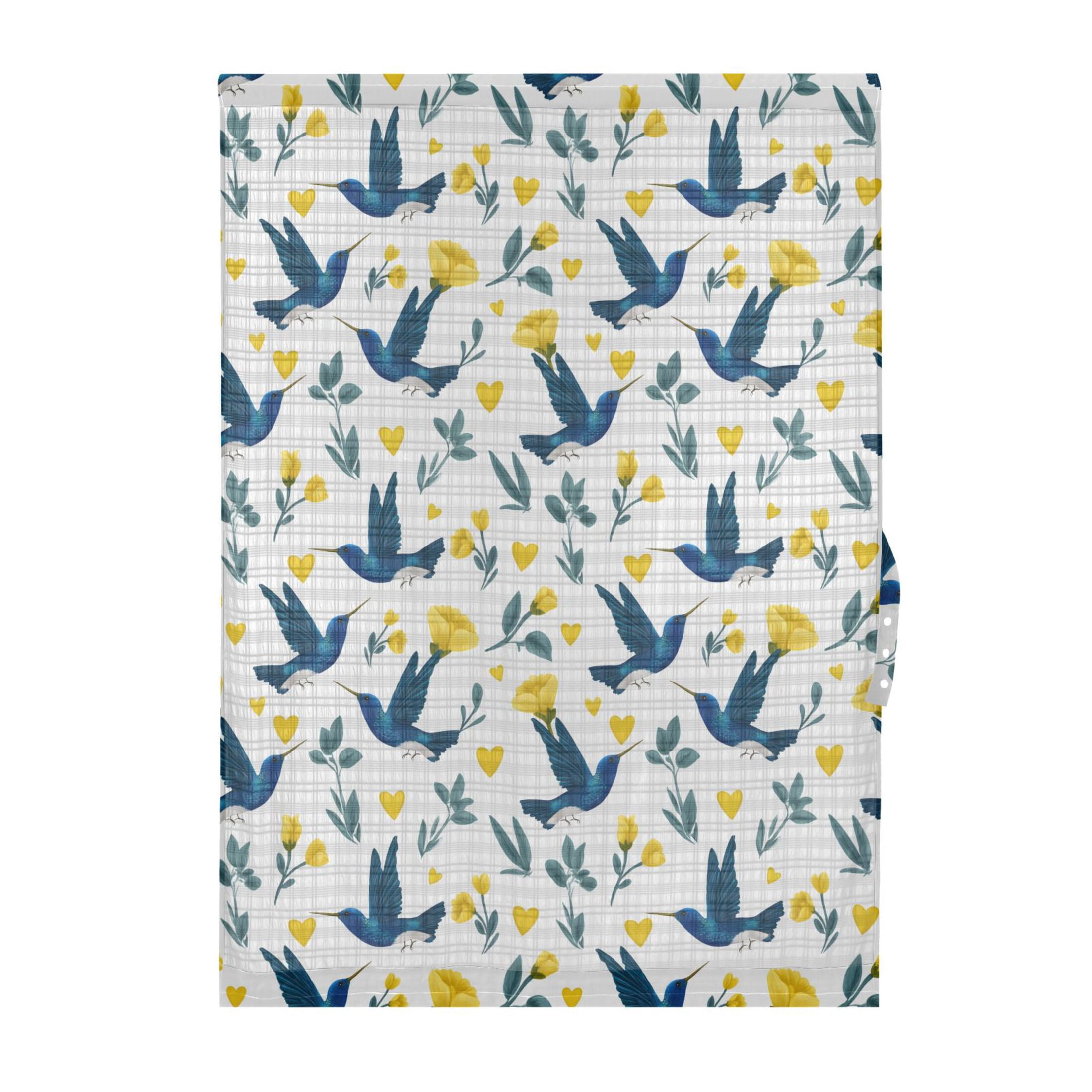 Blue Hummingbirds Pattern Door Curtain Sheer Privacy Light Filtering ...