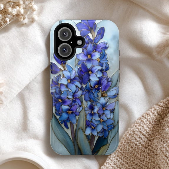 Blue Hyacinth Floral Tough Phone Case | Stained Glass PRINTED Impact ...
