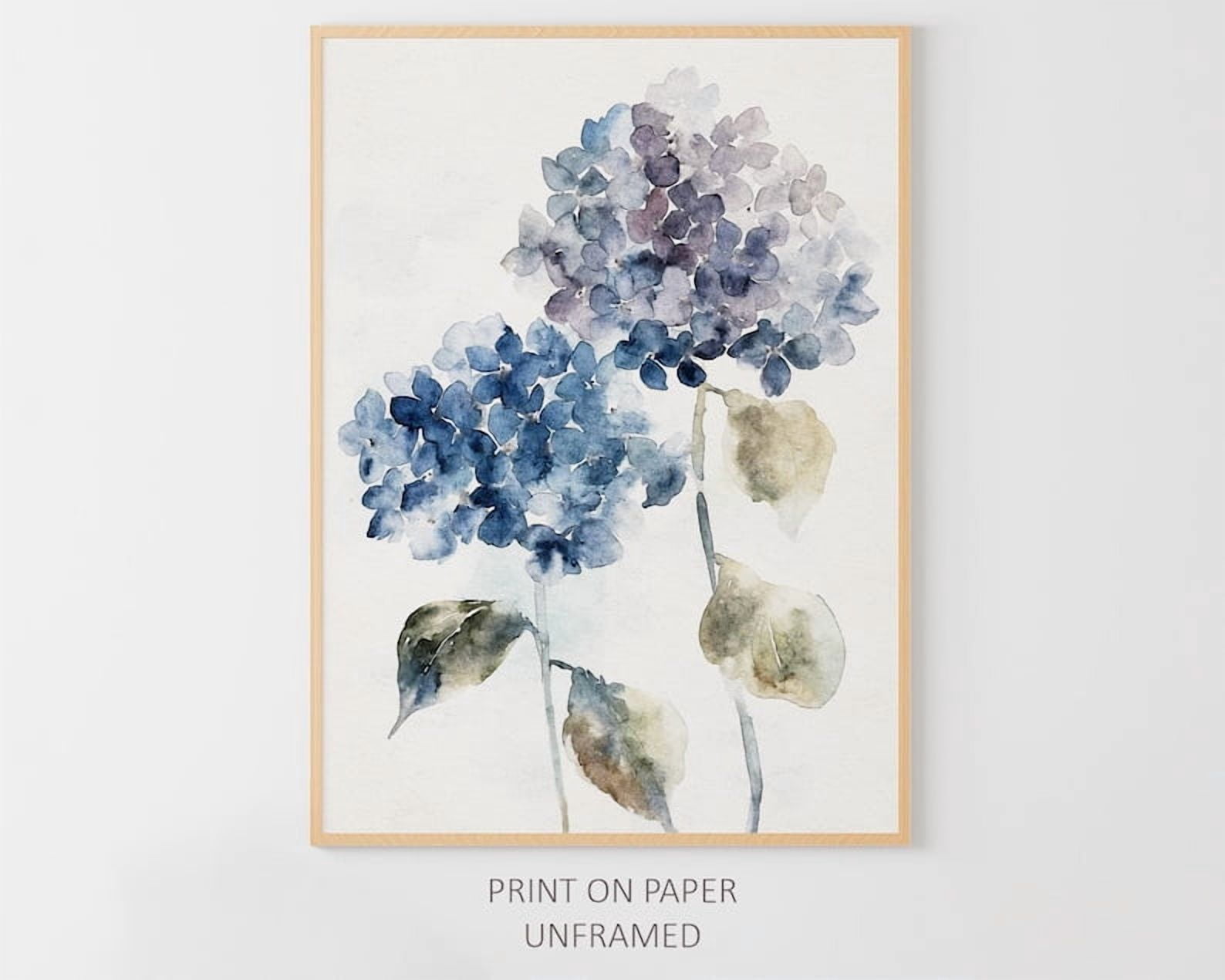 Blue Hydrangea Art Poster: Botanical Floral Poster, Unframed Canvas ...
