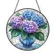 Blue Hydrangea Bloom Stained Glass Style Window Hanging Decor ...