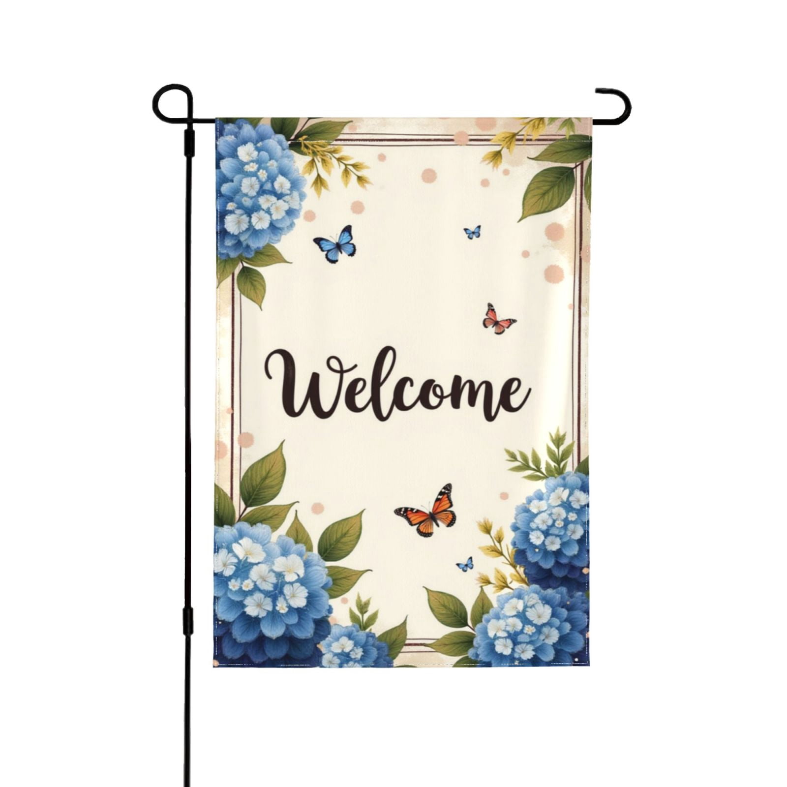 Blue Hydrangea Butterfly Welcome Garden Flag 12x18 Inch Double Sided ...