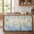 Blue Hydrangea Cabinet Curtains 28" W x 51" L Rustic Summer Blue Floral ...