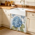Blue Hydrangea Cabinet Curtains 35"W x 35"L, Spring Vintage Botanical ...