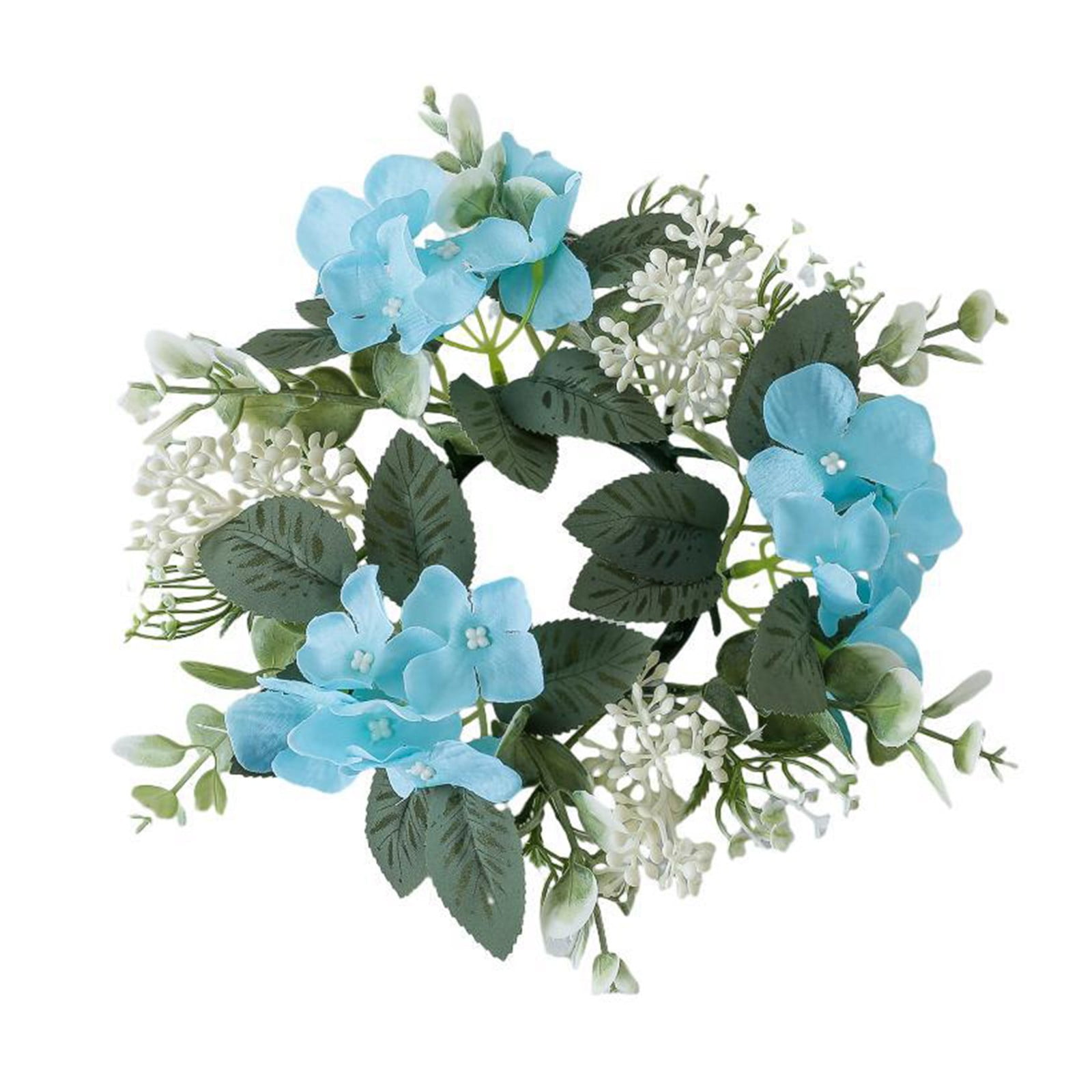 Blue Hydrangea Candle Wreath Ring For Wedding Anniversary Table ...