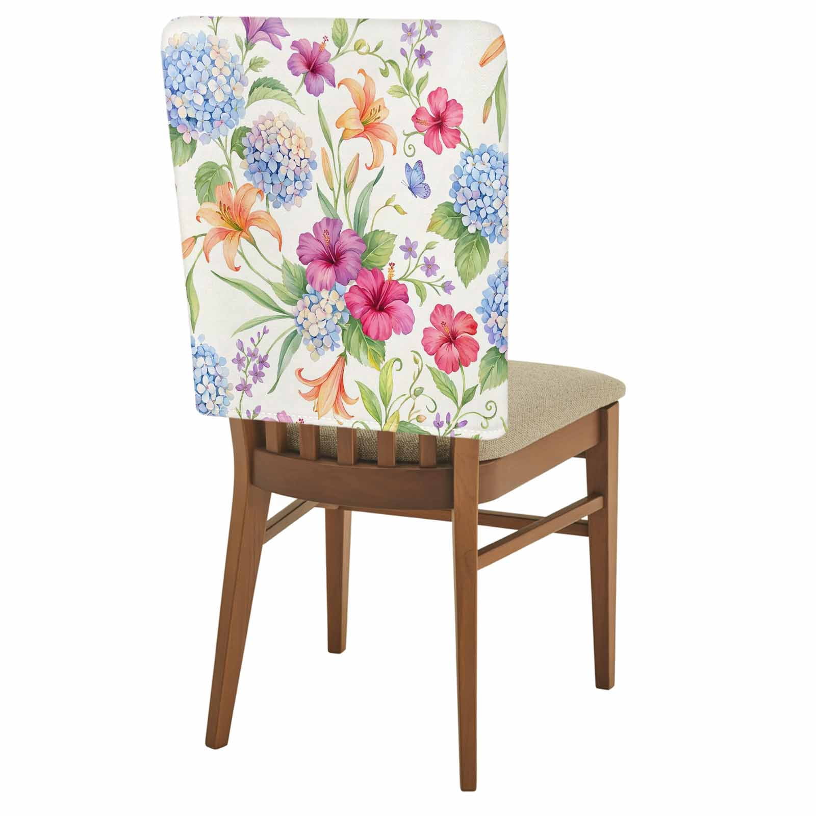 Blue Hydrangea Chair Back Covers Set of 4 Orange Lily Red Purple Flower ...