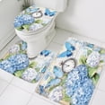 Blue Hydrangea Clock Bathroom Rugs Set Spring Butterfly Floral Flower ...