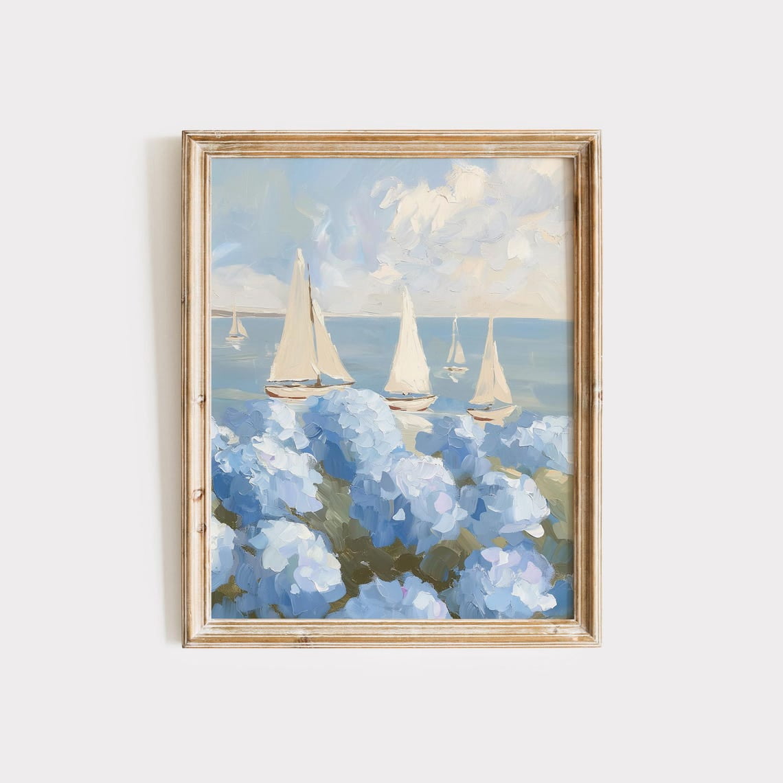 Blue Hydrangea Coastal Beach House Bathroom Sailboat Ocean Nantucket ...