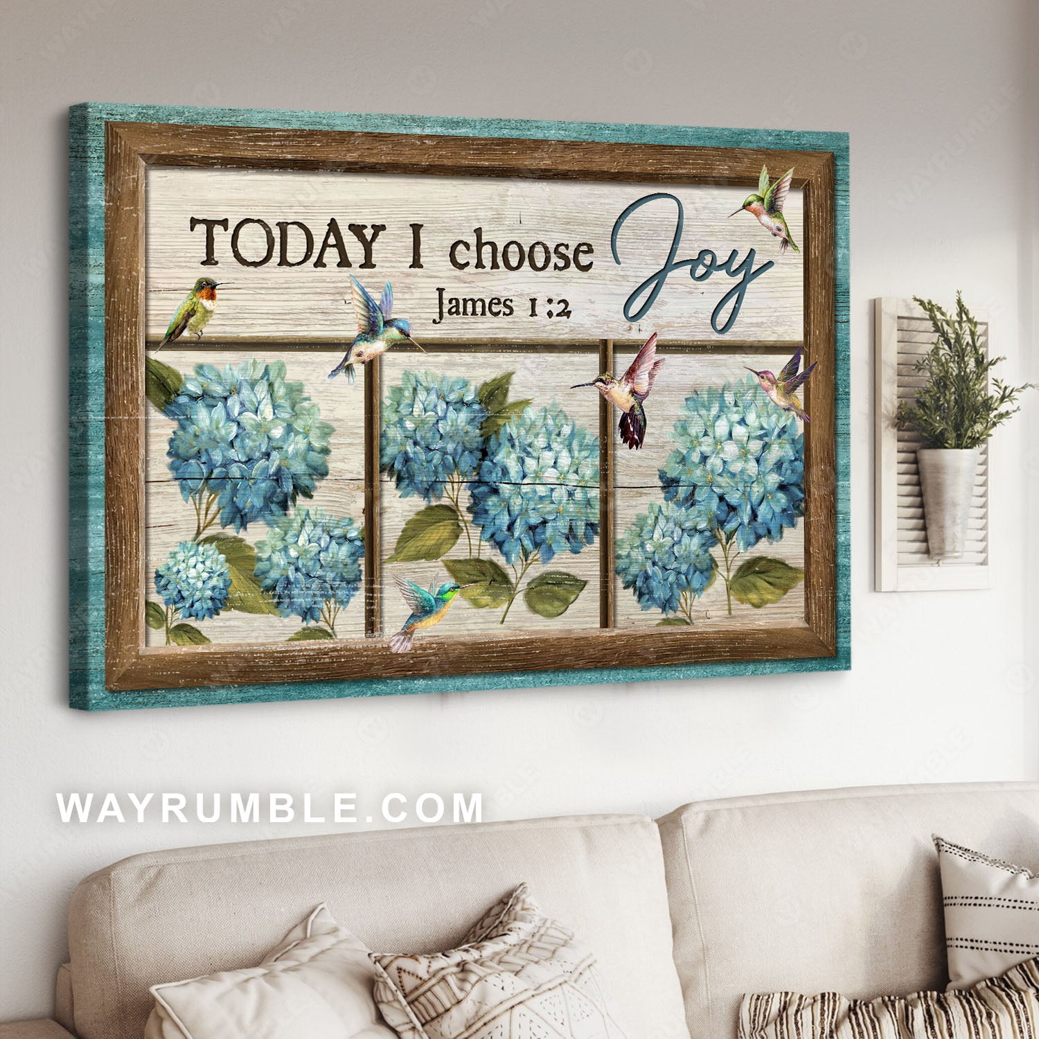 Blue Hydrangea, Colorful Hummingbirds, Today I Choose Joy - Jesus ...