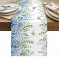 Blue Hydrangea Cotton Linen Table Runner Rustic Summer Blue Floral ...
