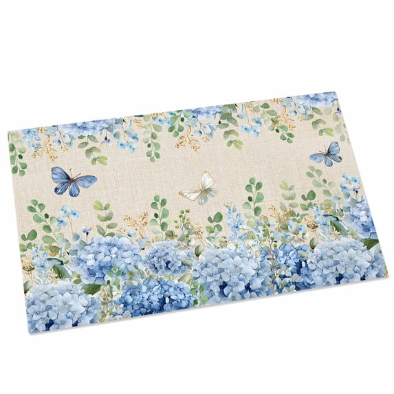 Blue Hydrangea Door Mat 20x31.5 Inch Rustic Summer Blue Floral ...