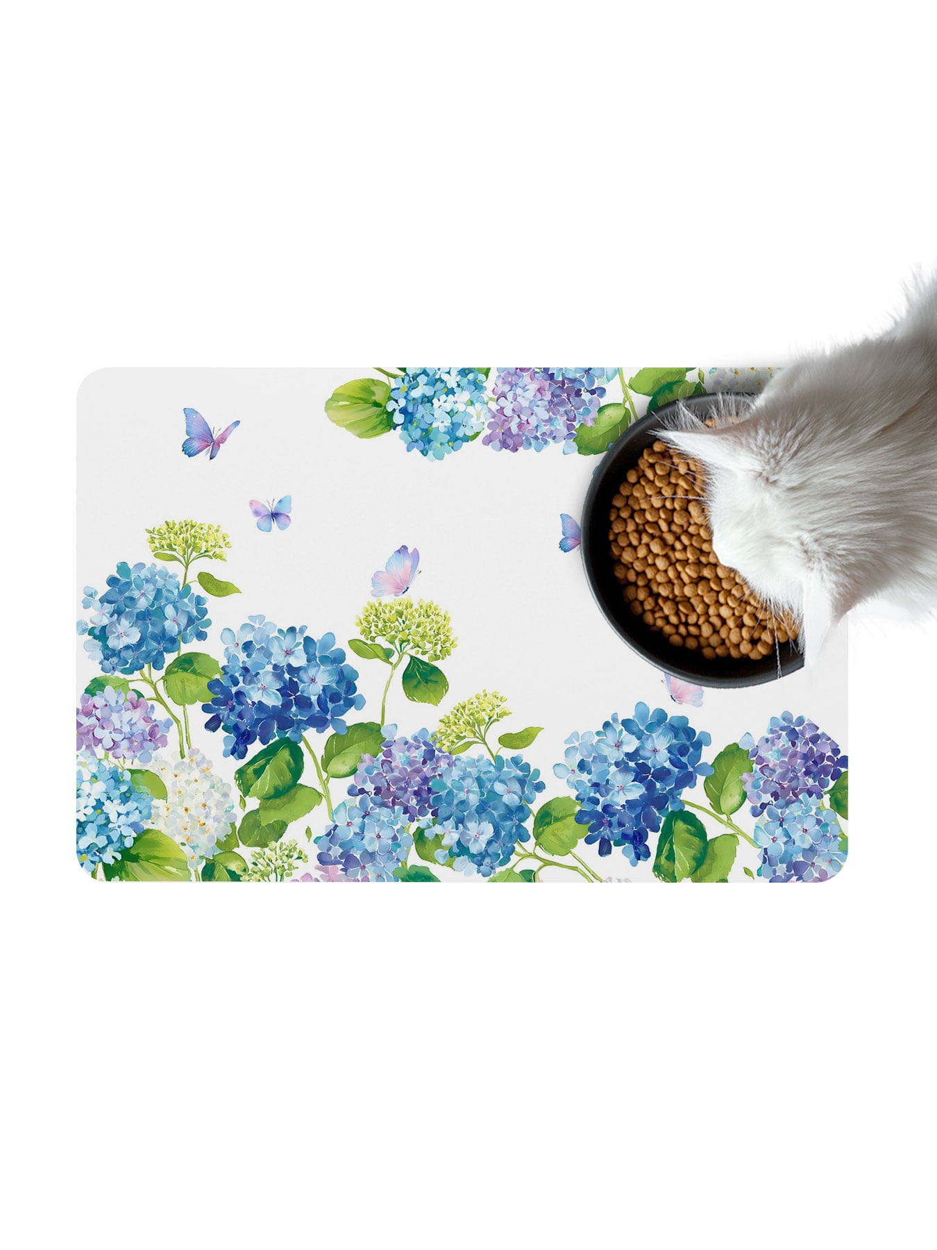 Blue Hydrangea Doormat Watercolor Blue Purple Flower Green Leaf ...