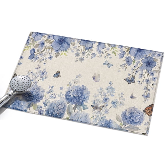 Blue Hydrangea Entryway Rug 2x3ft Washable Non Slip Bathroom Rug Indoor ...