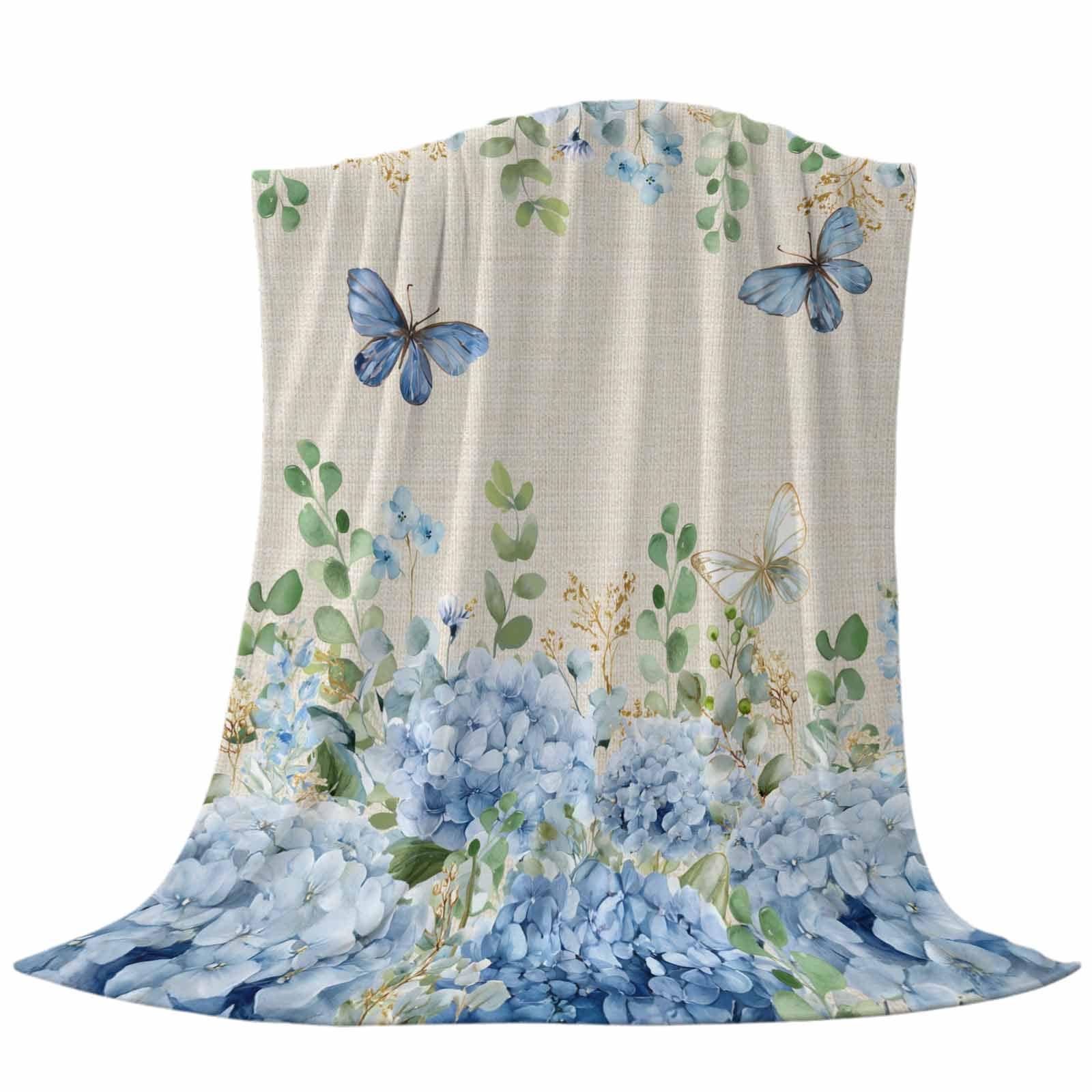 Blue Hydrangea Fleece Throw Blanket Lightweight Rustic Summer Blue ...