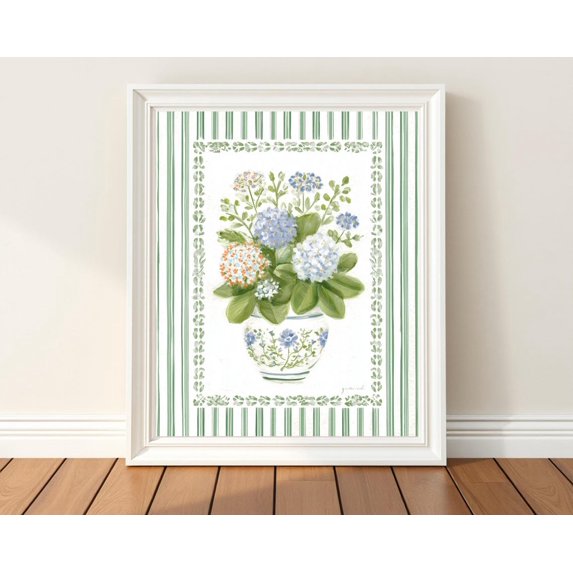 Blue Hydrangea Floral Art Poster Vintage Botanical Preppy Decor Poster ...