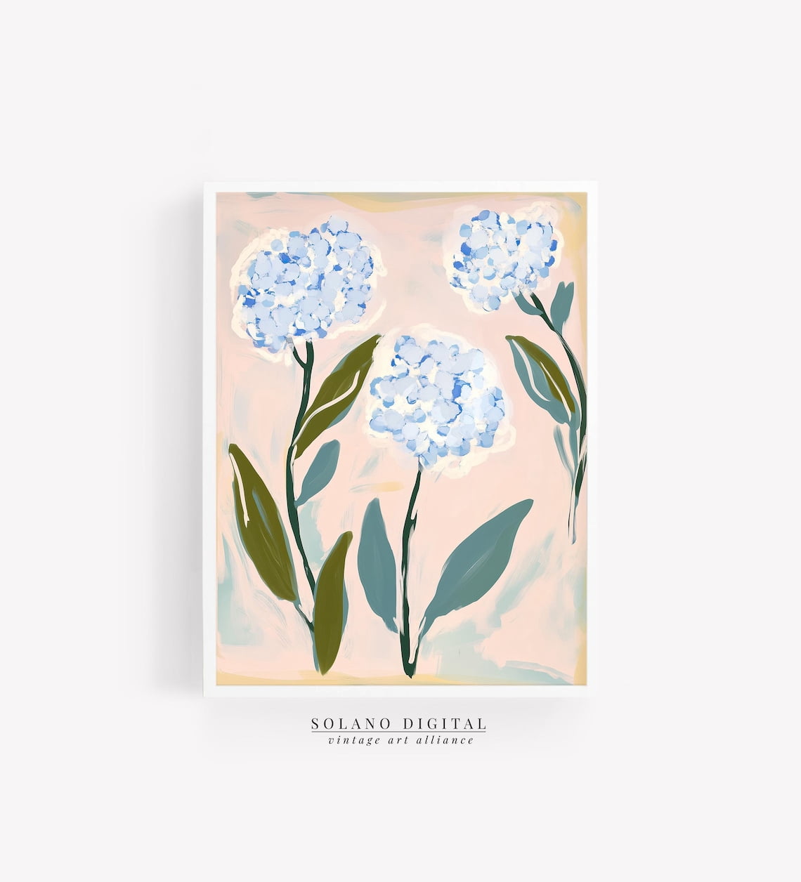 Blue Hydrangea Floral Art Print: Modern Southern Decor () Unframed ...