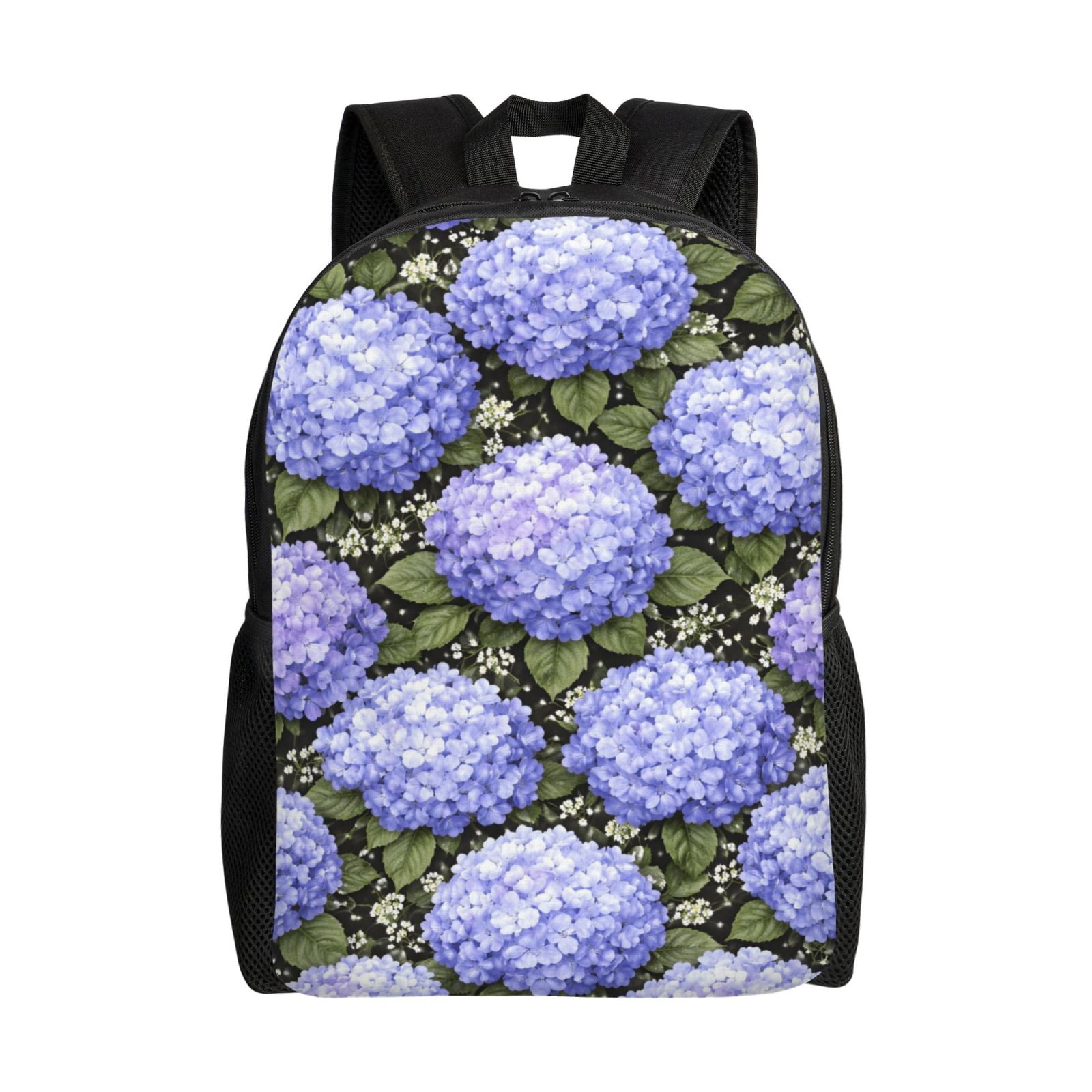 Blue Hydrangea Floral Backpack Large Capacity Laptop Bag for Men and ...