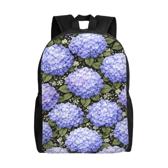 Blue Hydrangea Floral Backpack Large Capacity Laptop Bag for Men and ...