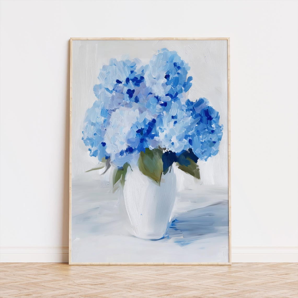 Blue Hydrangea Floral Poster: Coastal Cottage Wall Art, Unframed Poster ...