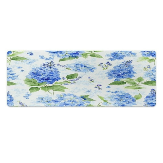 Blue Hydrangea Floral Print 2 PCS Anti Fatigue Rugs Pvc Non Skid ...
